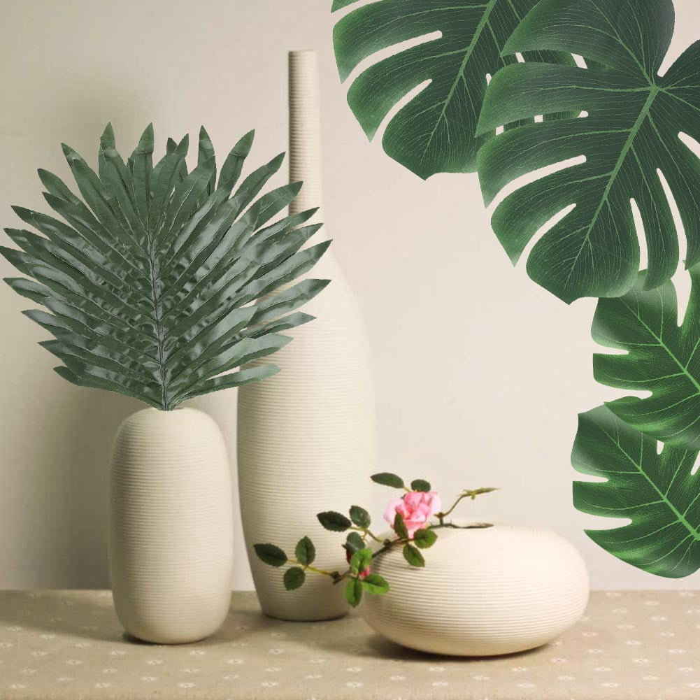 36PCS Tropical Hawaiian Green Leaves for Summer Party Wall Table ...