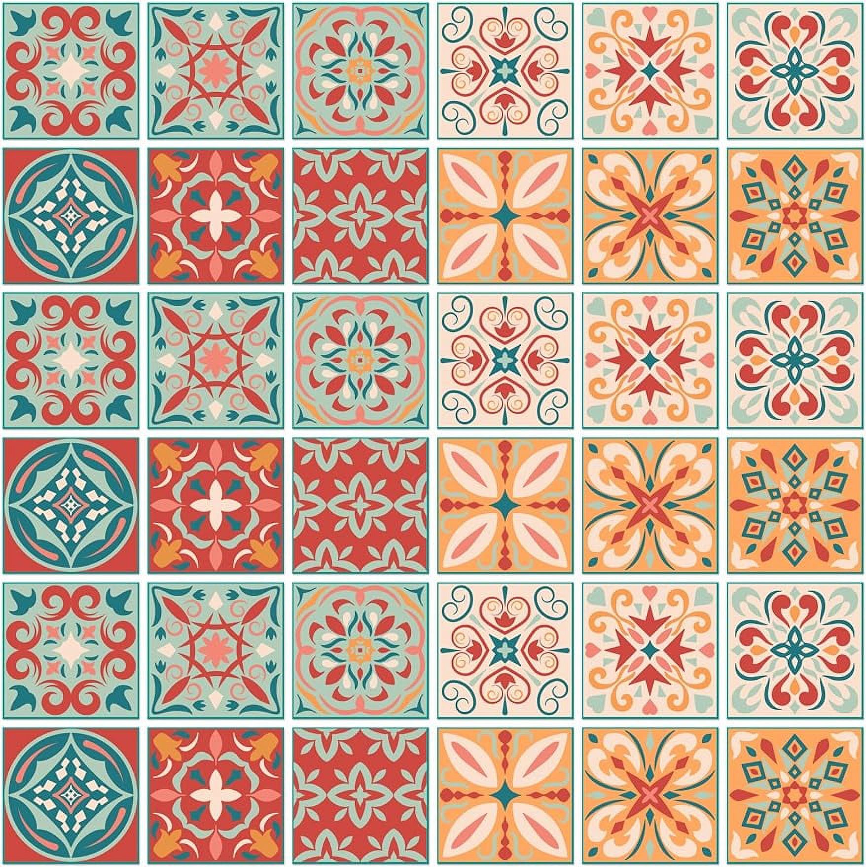 36PCS Warm Color Peel and Stick Tile Stickers 4x4 inch Wall Stickers ...