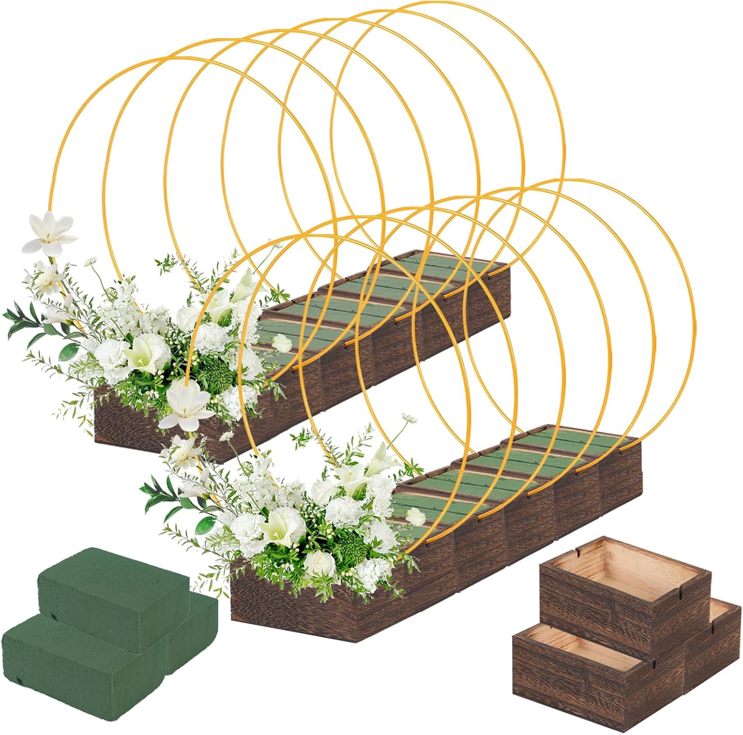 36Pack Floral Hoop Centerpiece Kit, 12Pcs Metal Floral Hoop Centerpiece ...