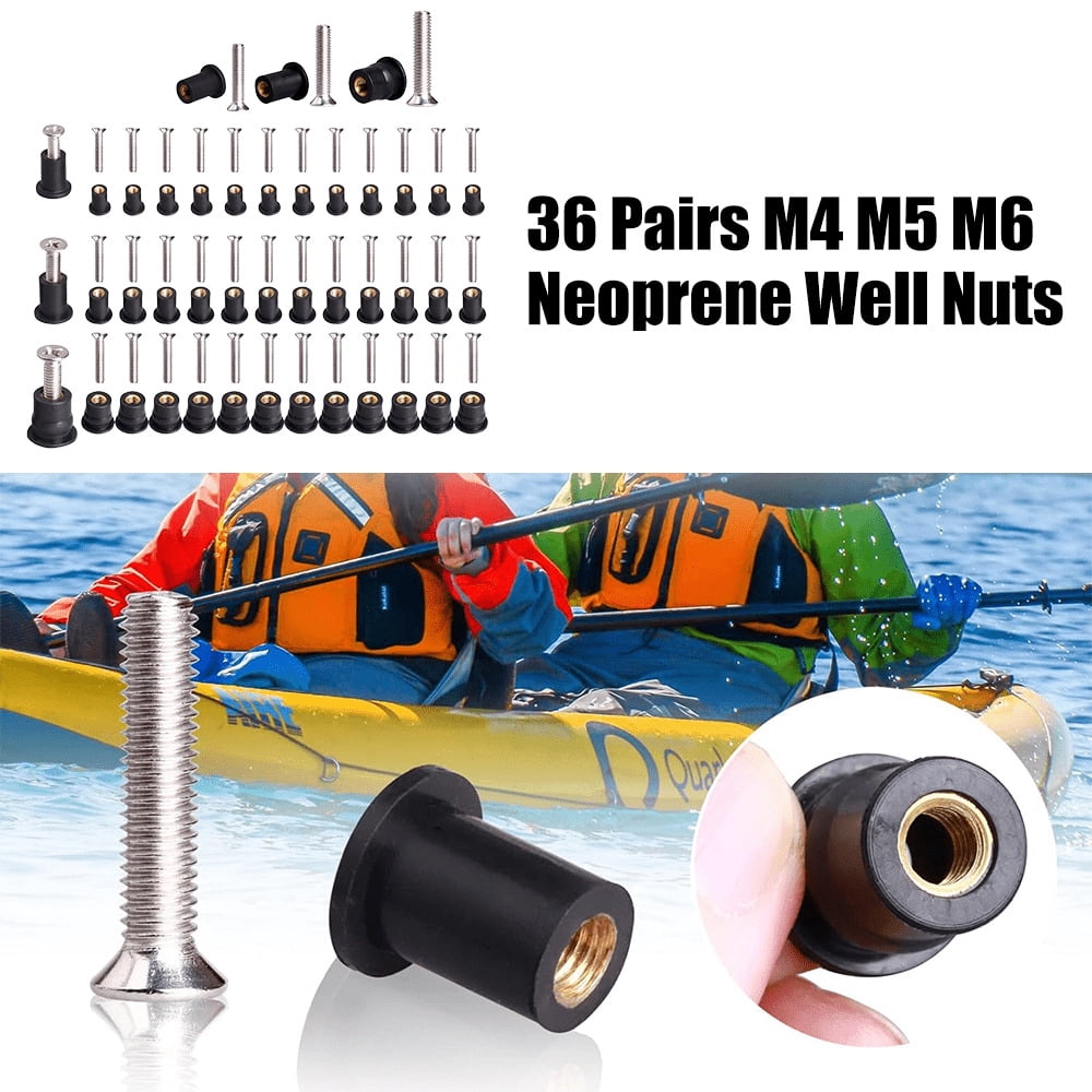 36Pairs M4 M5 M6 Rubber Well Nuts Neoprene Expansion Brass Nuts Fairing ...