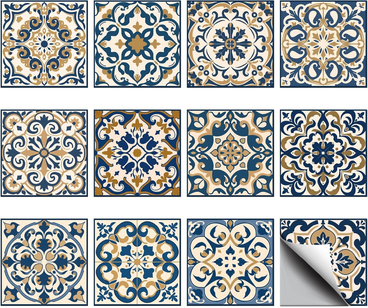 36Pcs 12Styles Moroccan Mandala Wall Tile Decals Peel and Stick Tile ...