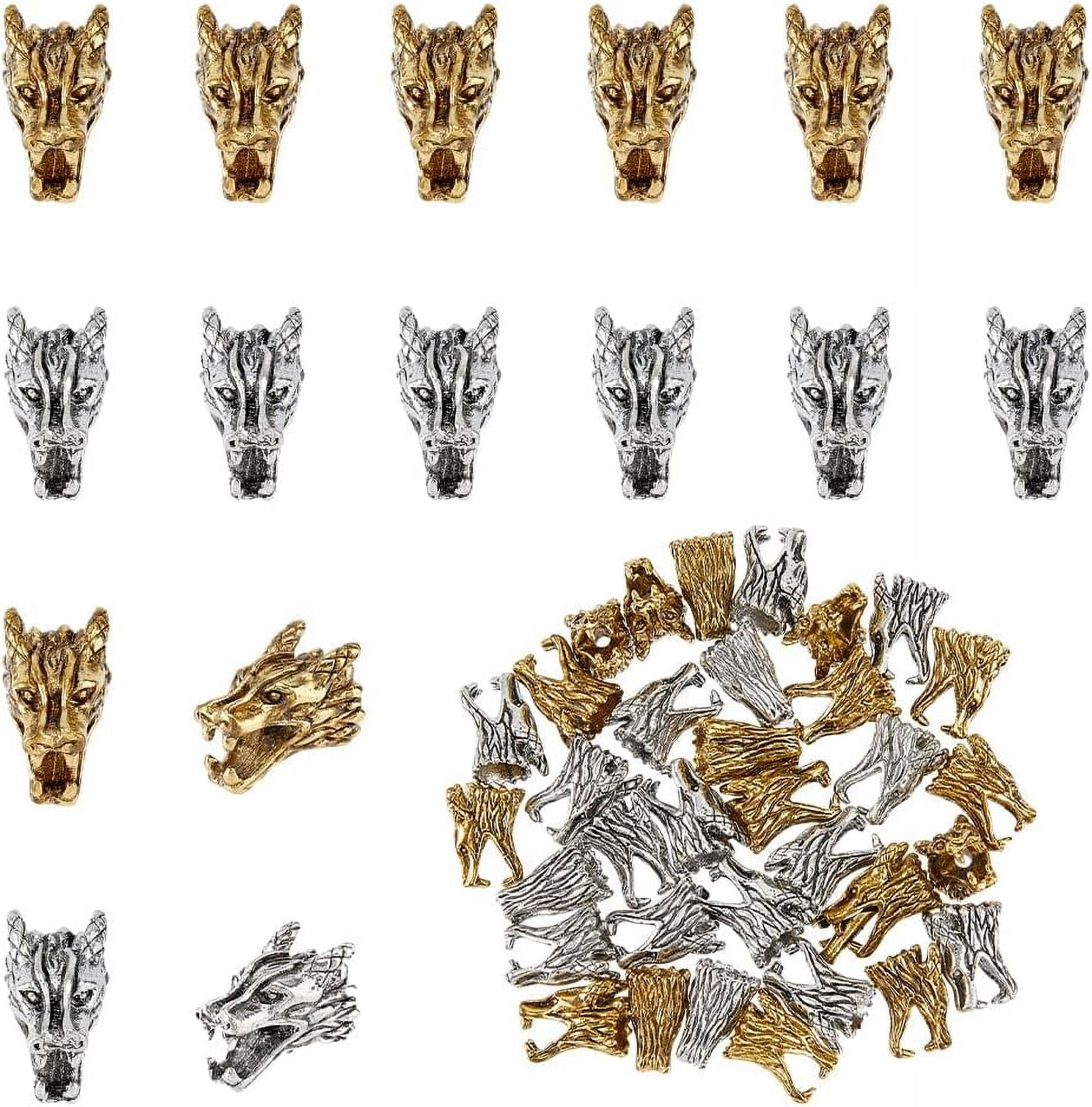 36Pcs 2 Colors Dragon Head Beads Alloy Dragon Head Loose Beads Silver ...