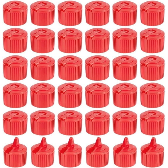 36Pcs 28/410 Flip Top Dispensing Cap Red Plastic Bottle Caps Spout Flip ...