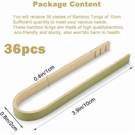36Pcs 3.9-Inch Bamboo Serving Tongs, Disposable Wooden Tongs for ...