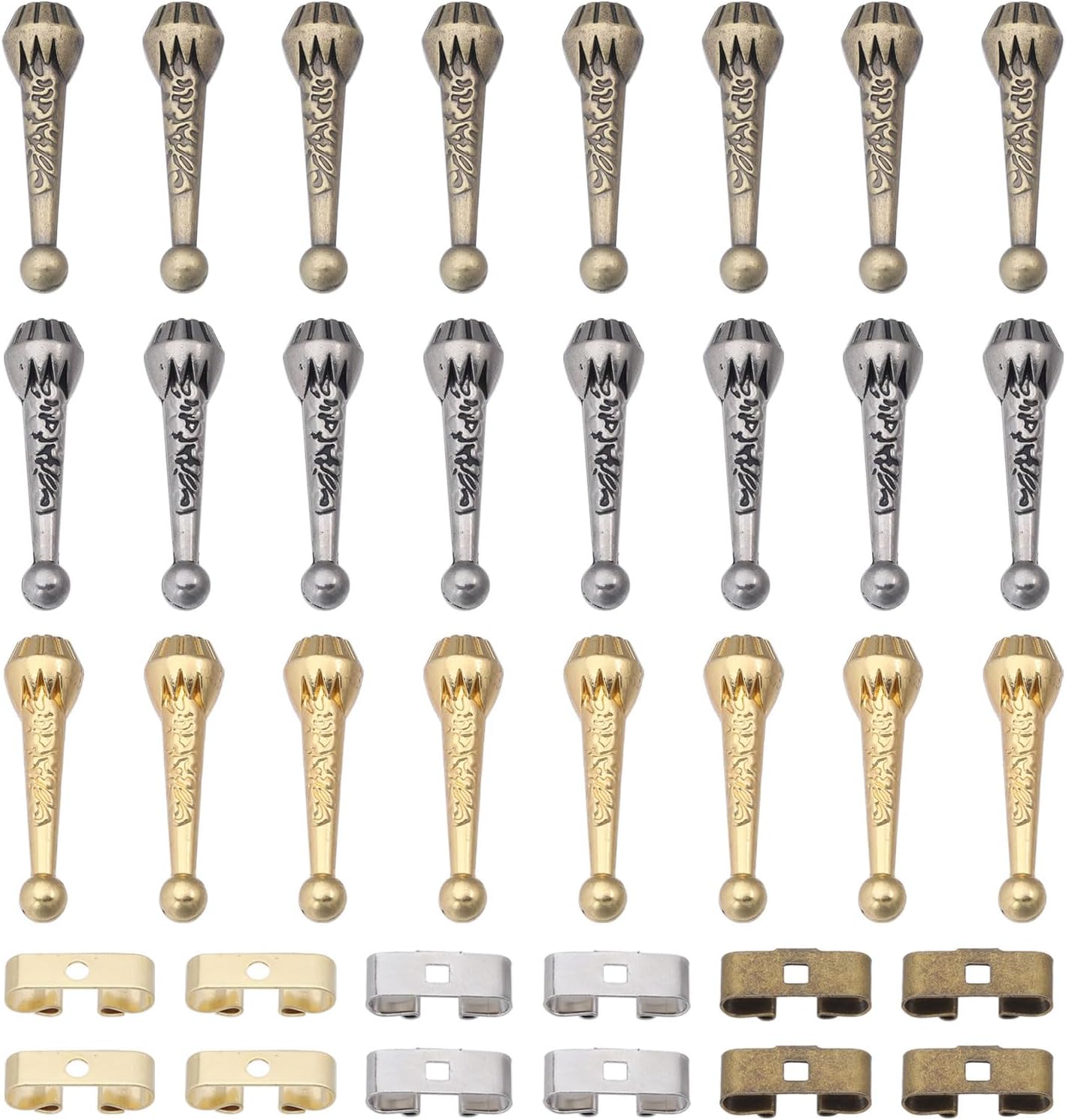 36Pcs 3 Colors Bolo Tie Tips Replacement End Caps Kit with Slides ...