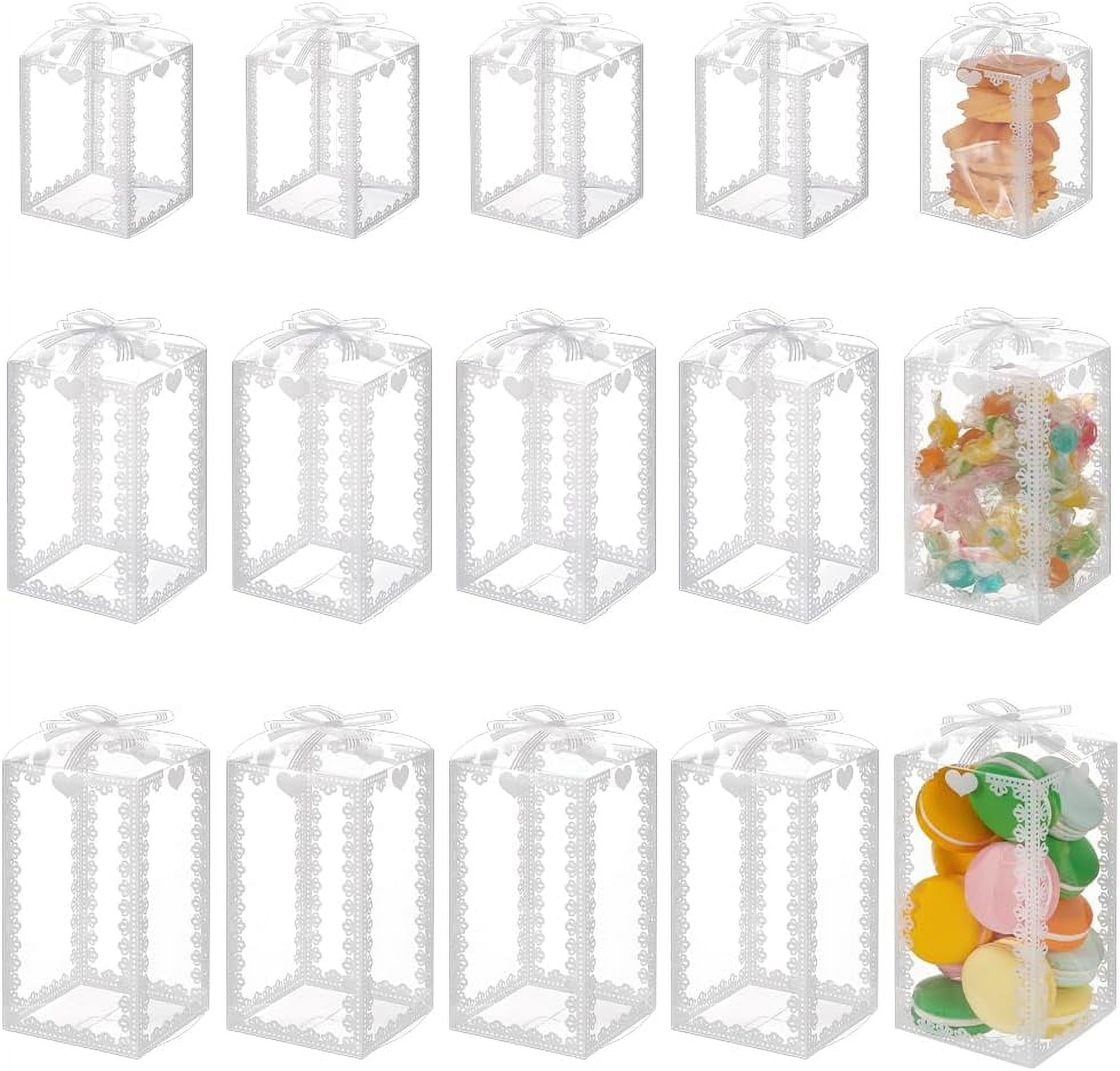 36Pcs 3 Sizes Clear Favor Boxes With Bowknot Transparent Plastic Box ...