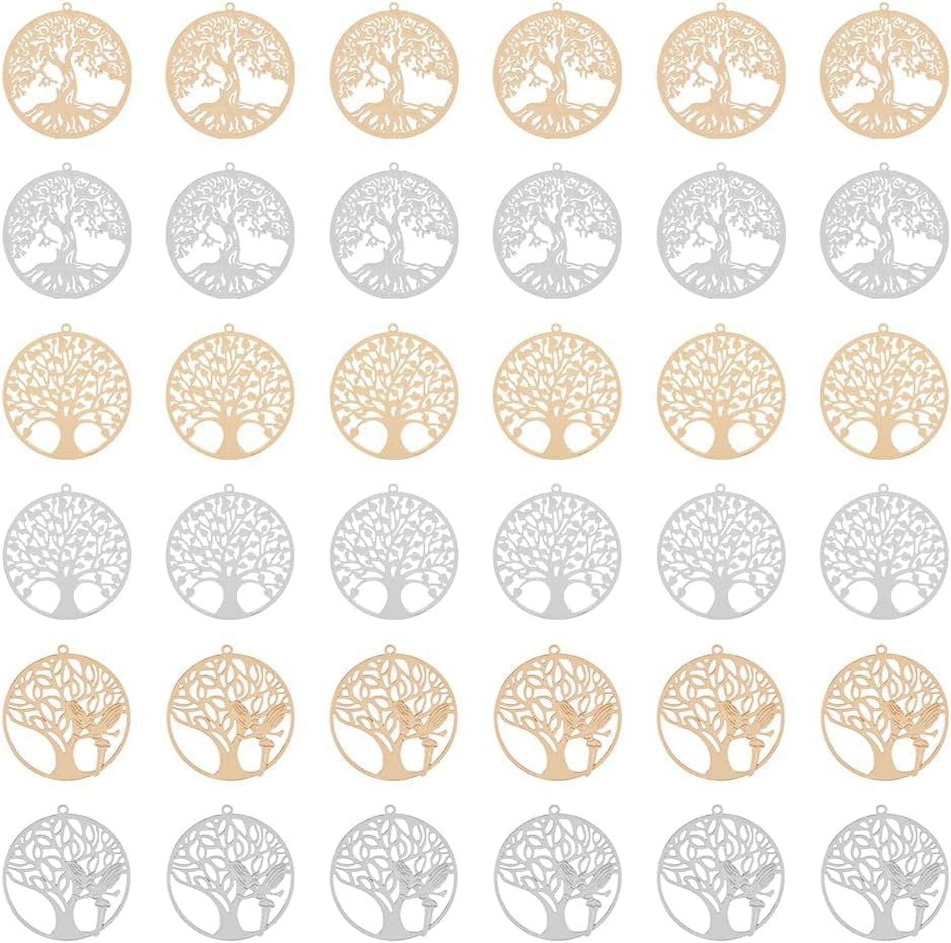 36Pcs 3 Styles 2 Colors Tree of Life Pendants Flat Round Pendant Charms ...