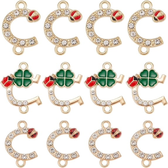 36Pcs 3 Styles Alloy Rhinestone Ladybug Connector Charms with Enamel ...