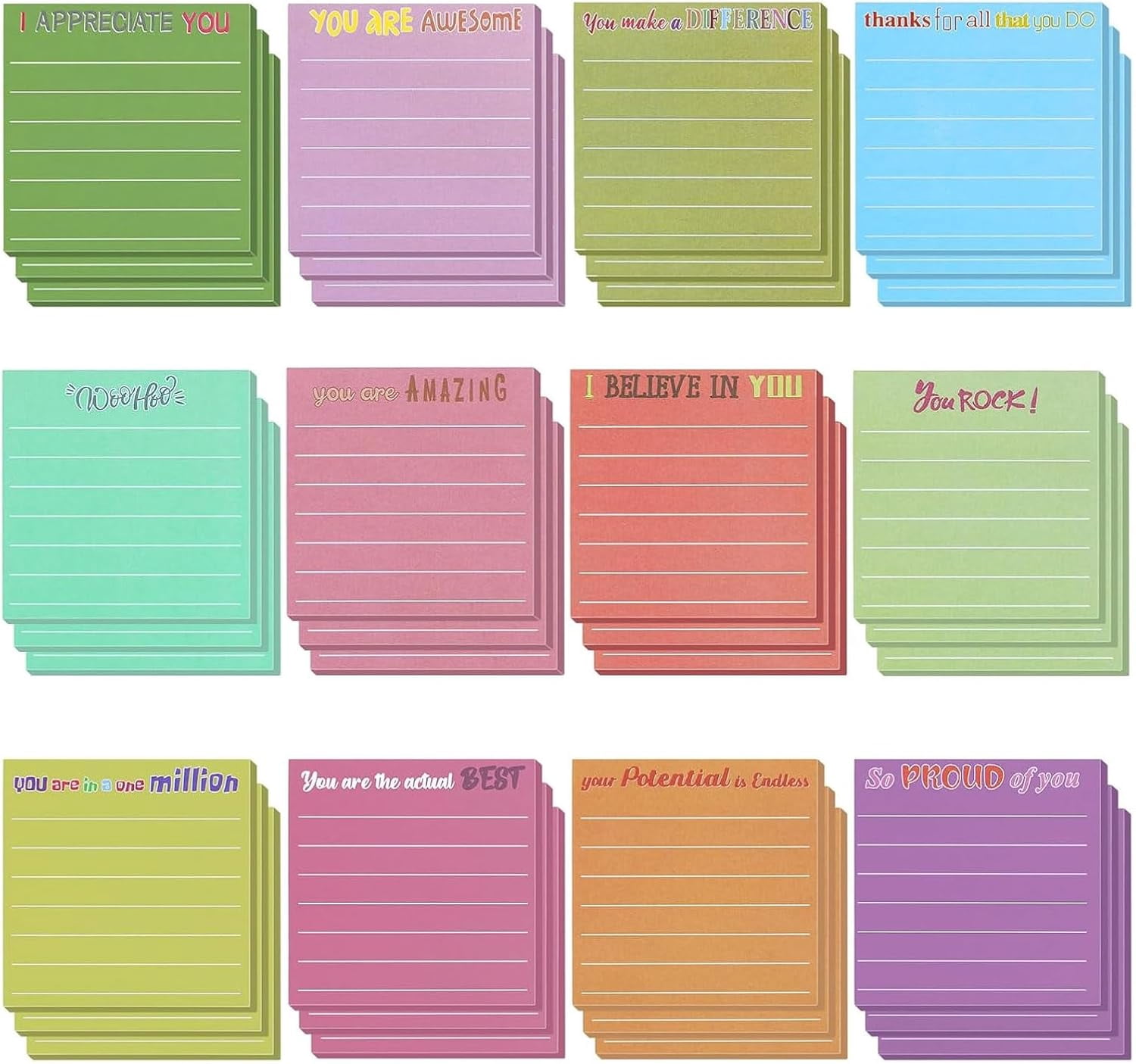 36Pcs 3 x 3 Employee Appreciation Sticky Notes Inspirational Sticky ...