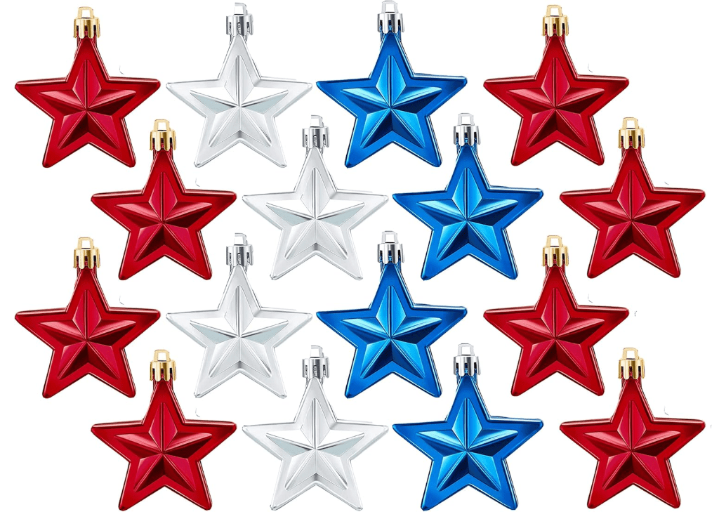 36Pcs 4th of July Tree Ornaments Sharp Angle Five-Pointed Designs ...