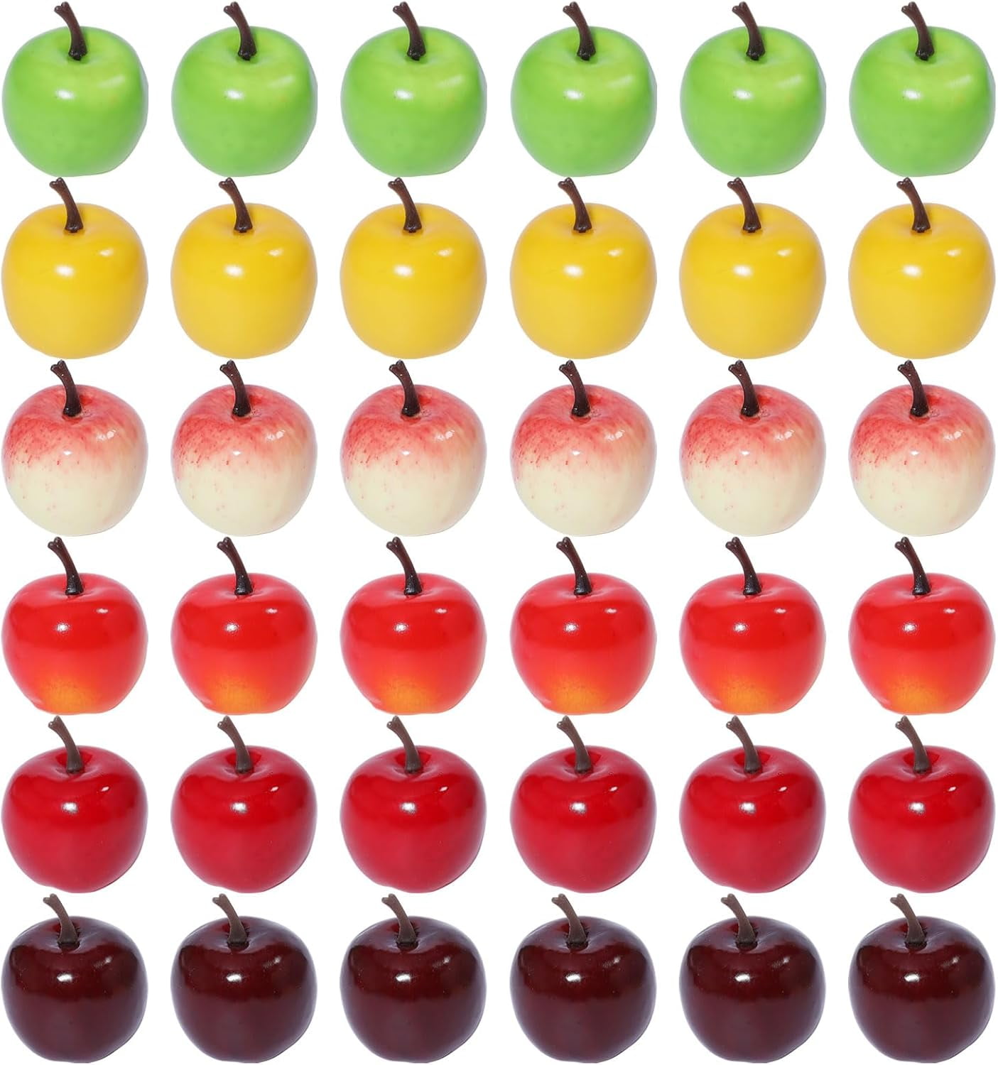 36Pcs 6 Colors Artificial Fruit Simulation Foam Apples Realistic Fruit ...
