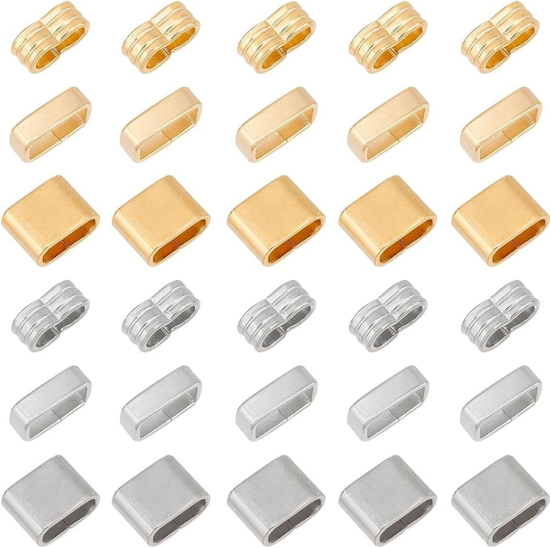 36Pcs 6 Style 201 & 304 Stainless Steel Slide Charms Rectangle Mixed ...