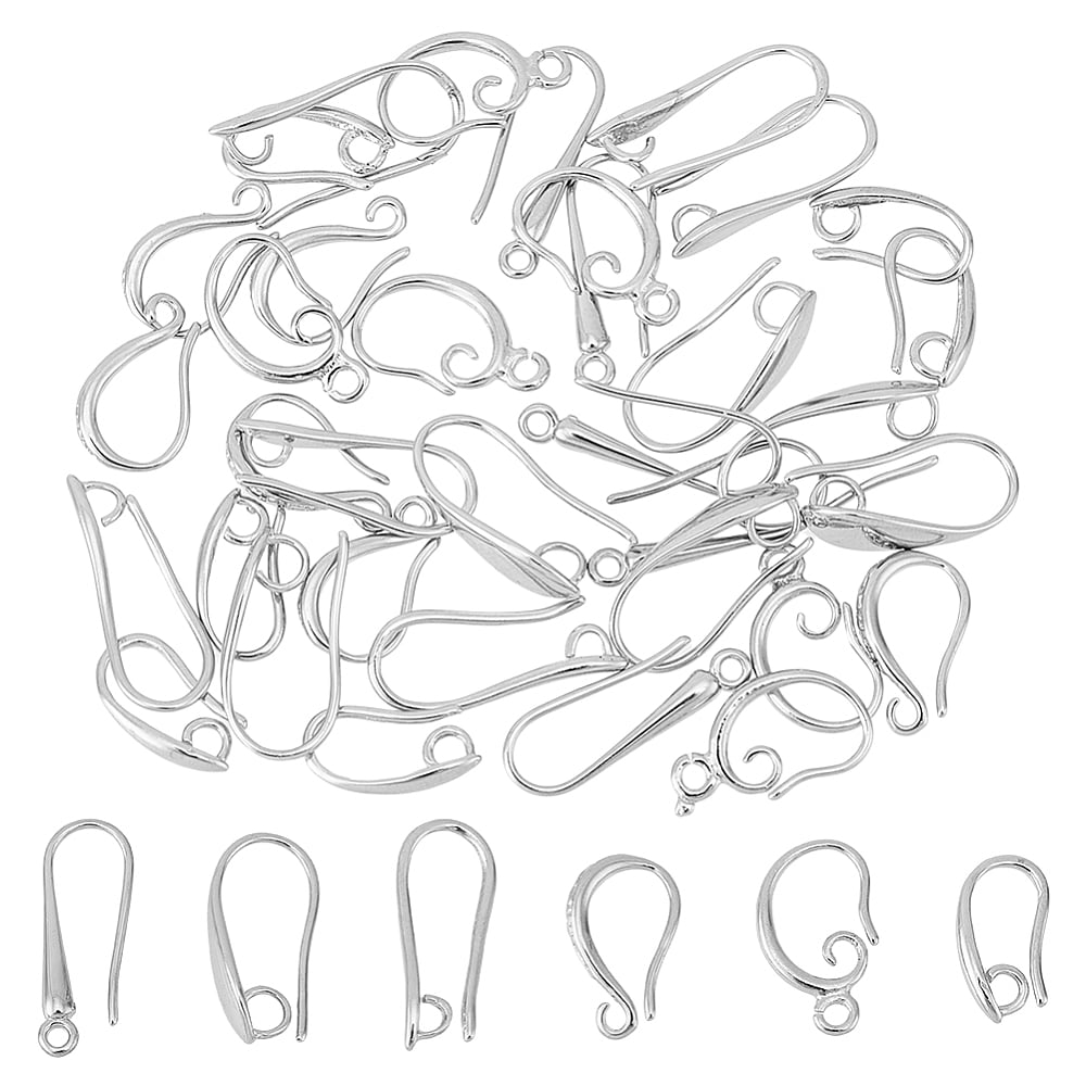 36Pcs 6 Style Brass Earring Hooks with Horizontal Loop Ear Wire ...