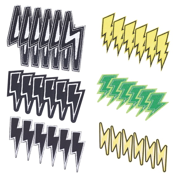 36Pcs 6 Style Lightning Bolt Polyester Computerized Embroidery Iron on ...