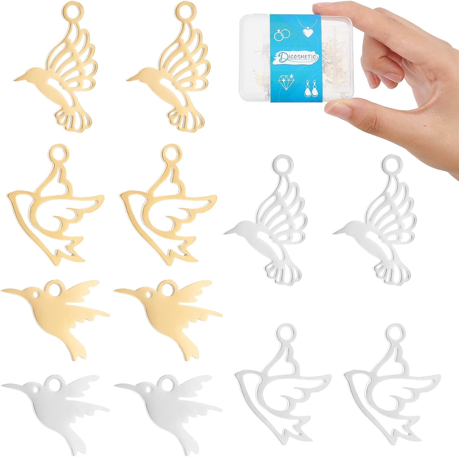 36Pcs 6 Styles Bird Charms Peace Dove Hummingbird Pendants Swallow ...