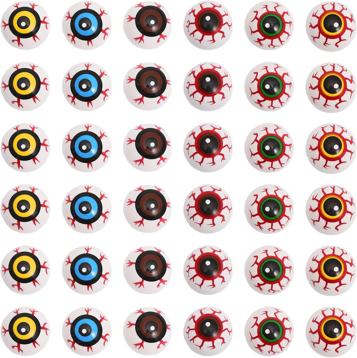 36Pcs 6Colors Half Round Eyeballs Scary Ping Pong Eyeballs Hollow ...