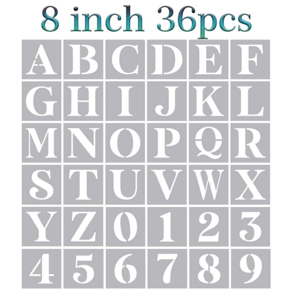 36Pcs 8Inch Large Alphabet Letters and Numbers Stencils for Painting on ...