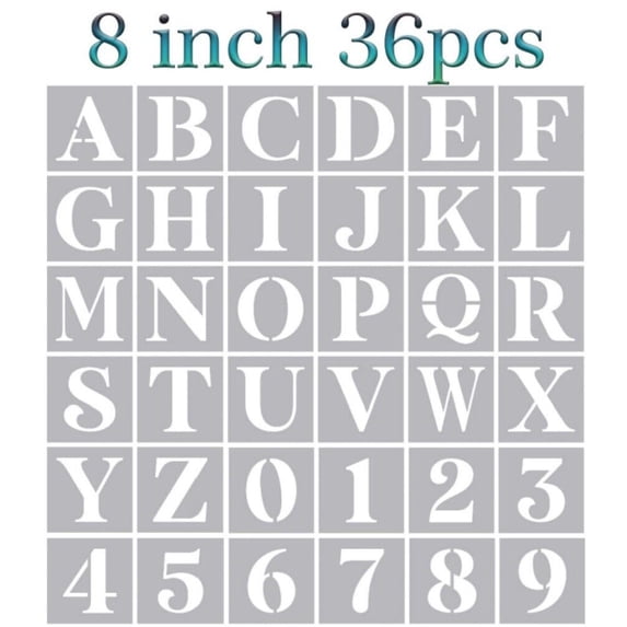 36Pcs 8Inch Large Alphabet Letters and Numbers Stencils for Painting on ...