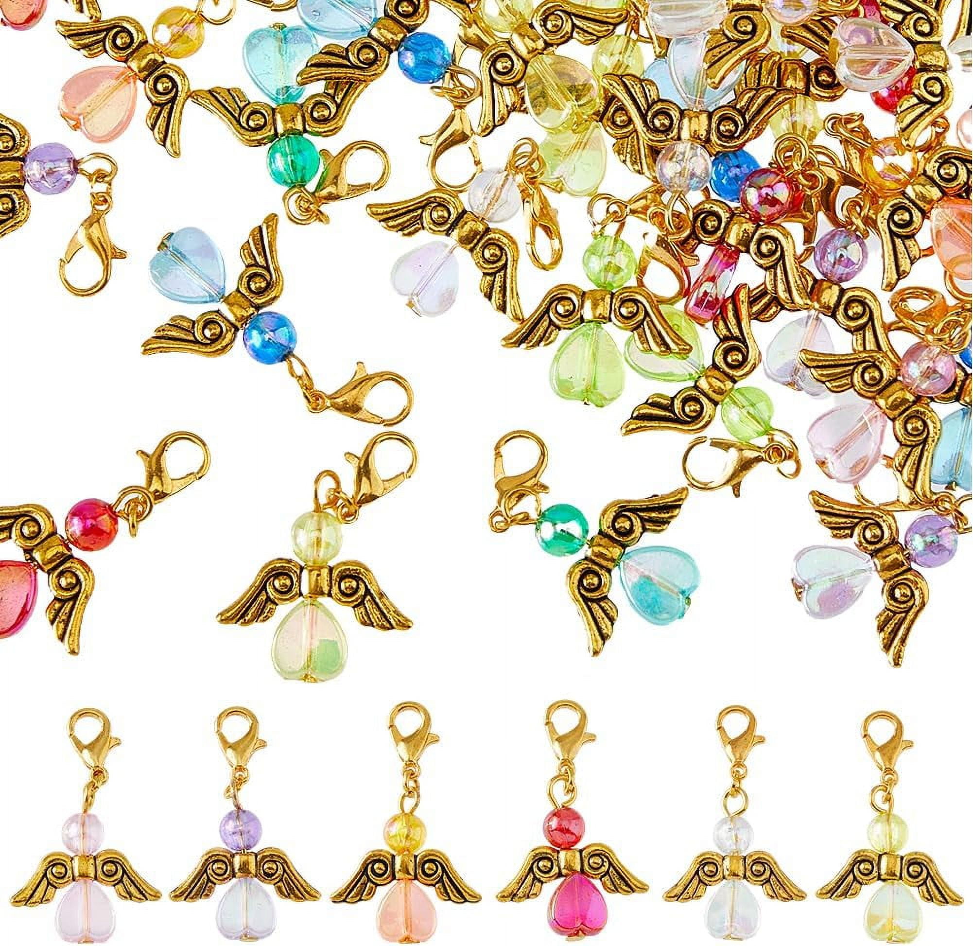 36Pcs 9 Colors Acrylic Dangle Charms Clip on Charms with Zinc Alloy ...