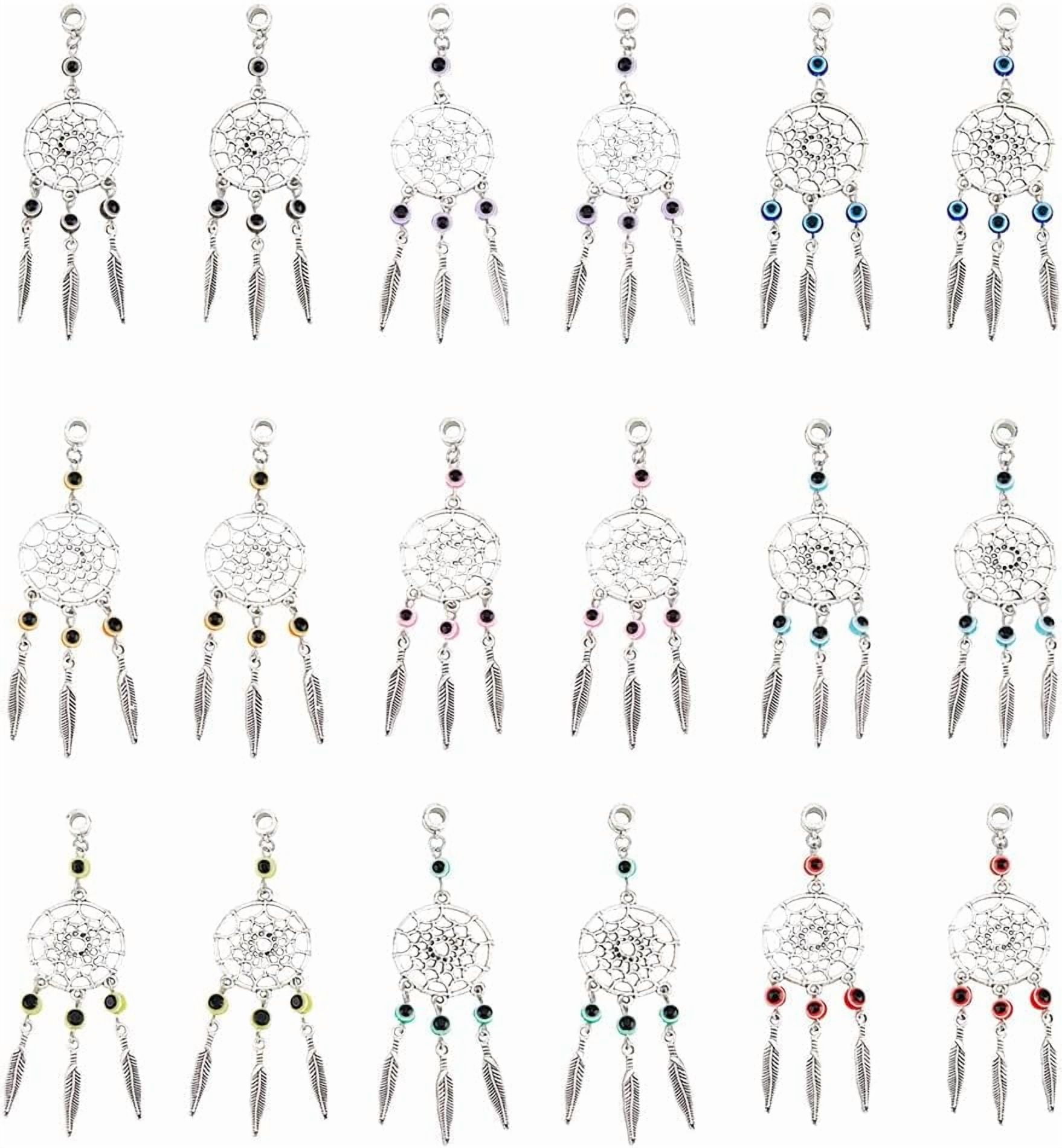 36Pcs 9 Colors Alloy Dream Catcher Charms European Dangle Charms with ...