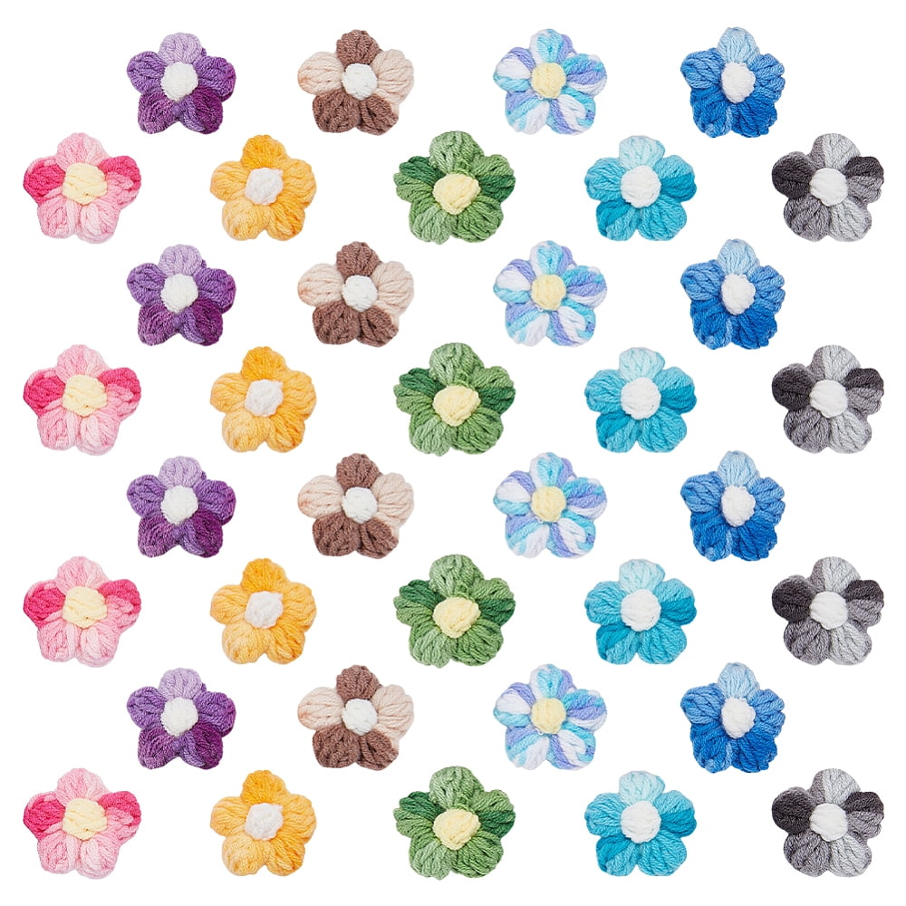 36Pcs 9 Colors Wool Yarn Flower Ornament Accessories Mixed Color 39 ...