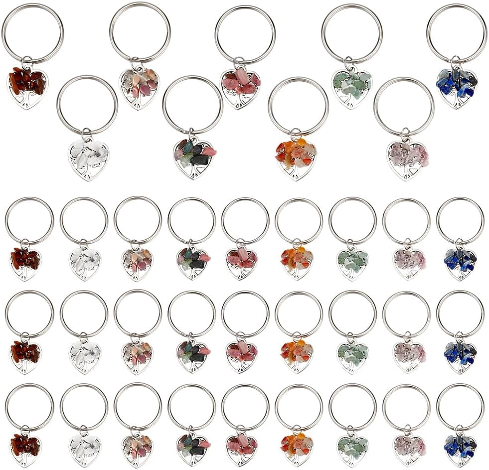 36Pcs 9 Style Keychains with Iron Findings Tree Platinum 41mm - Walmart.com