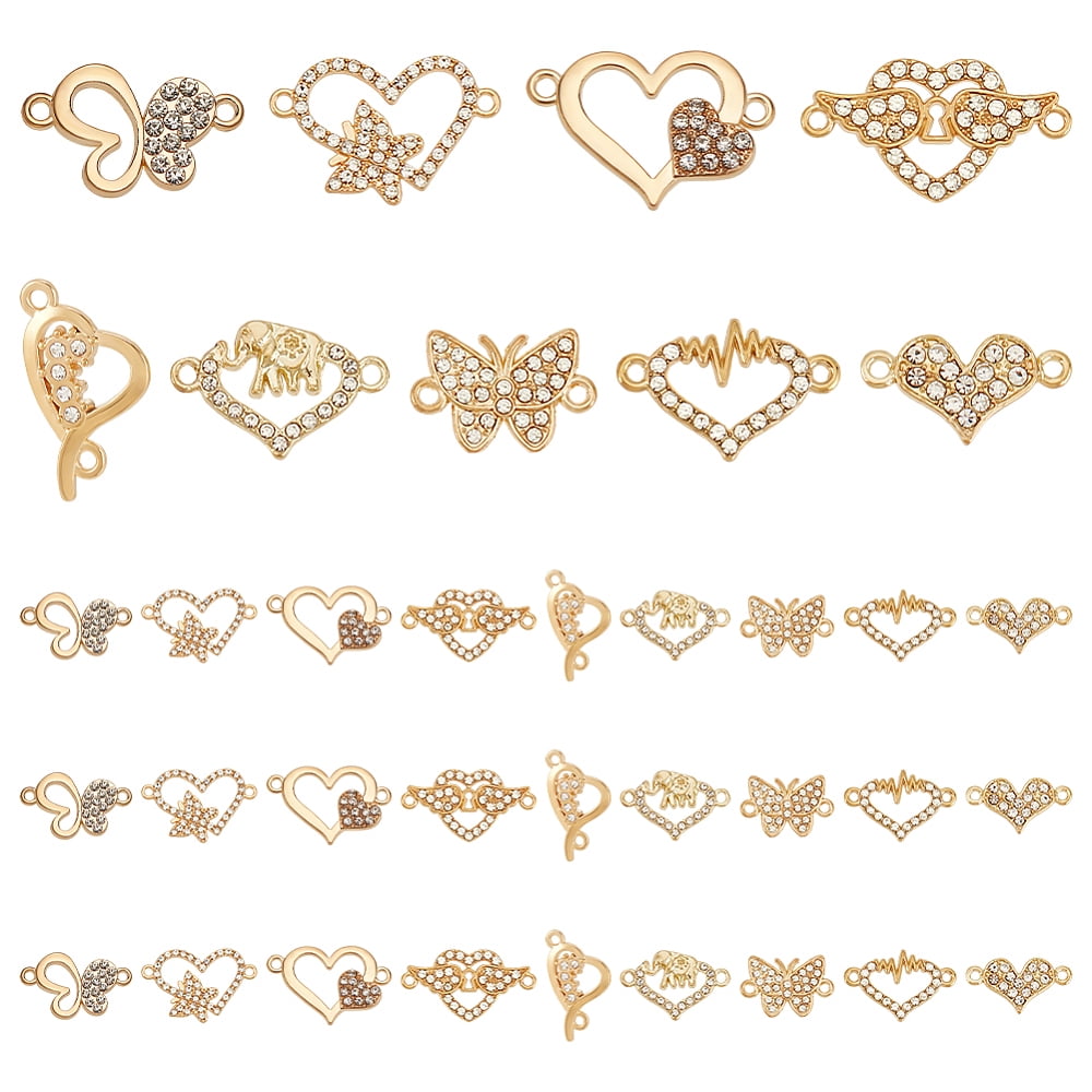 36Pcs 9 Styles Alloy Rhinestone Links/Connectors Mixed Shapes Mixed ...
