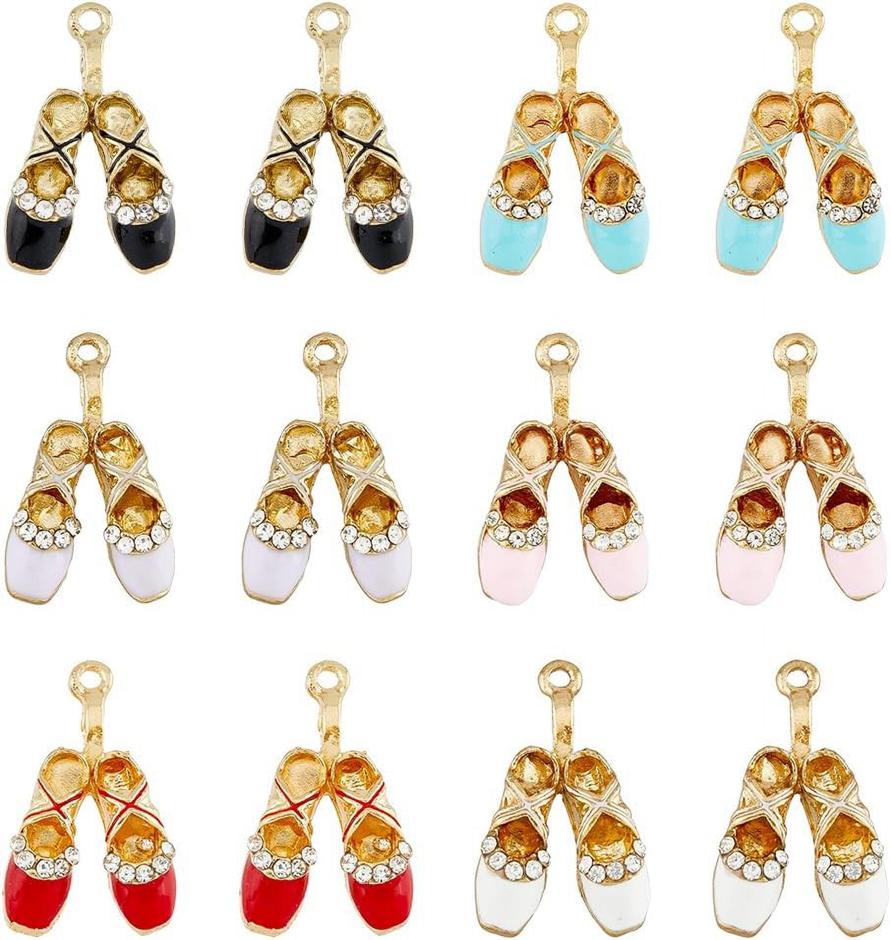 36Pcs Ballet Shoes Charms 6 Colors Dancing Shoe Charms Set Golden ...