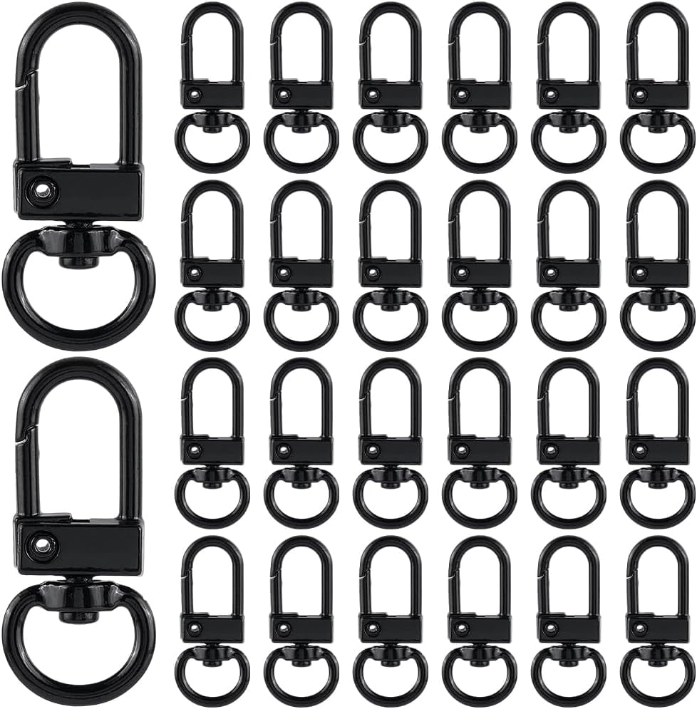 36Pcs Black 360°Zinc Alloy Swivel Clasps Clips Lanyard Snap Hook Push ...