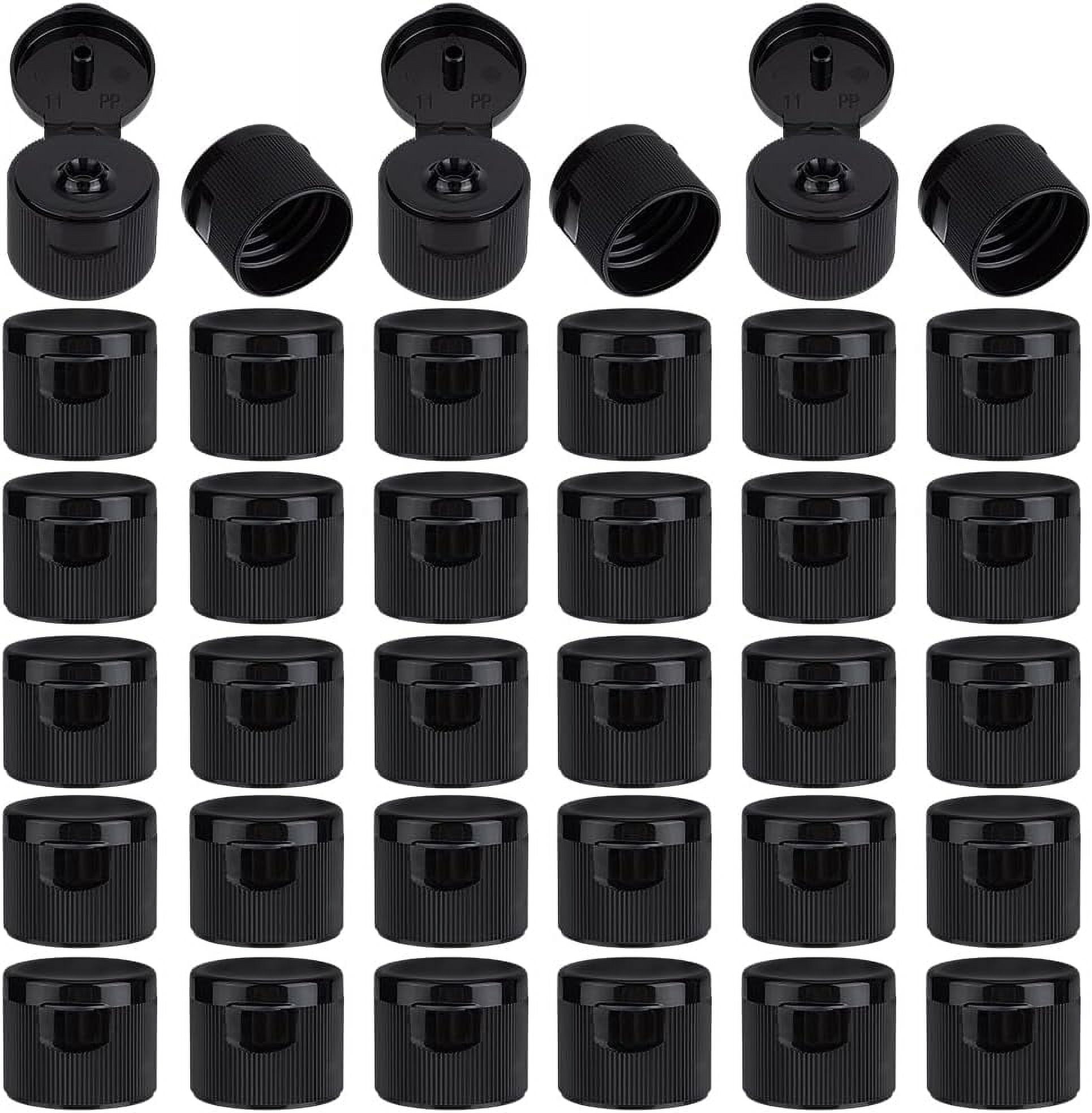 36Pcs Black Flip Top Caps 1 Inch thick Plastic Flip Bottle Caps With 0. ...