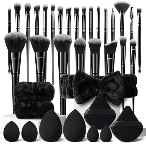 36Pcs Black Makeup Brushes Set Professional Makeup Kit Multi-functional ...