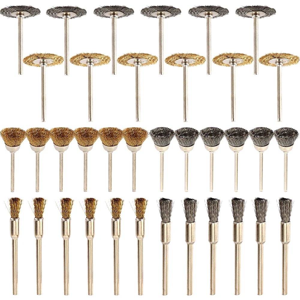 36Pcs Brass Brush Steel Wire Wheels Brushes Drill Rotary Tools ...