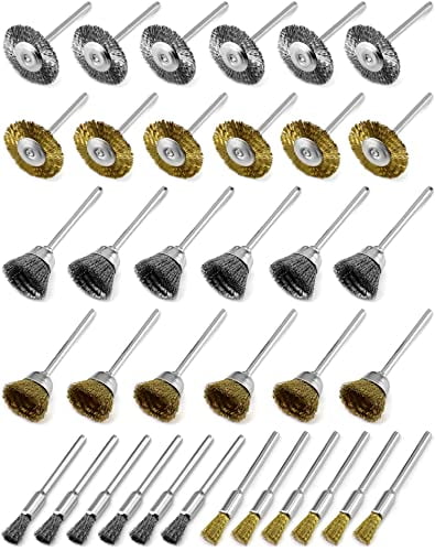 36Pcs Brass & Stainless Steel Wire Brush Polishing Wheel Kit for Rotary ...