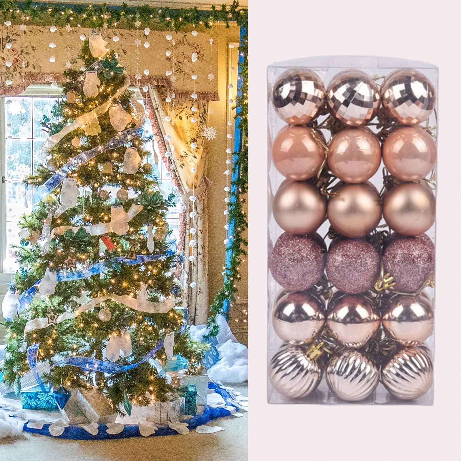 36Pcs Brown Christmas Ball Ornaments for Outdoor Graduation, Holiday ...