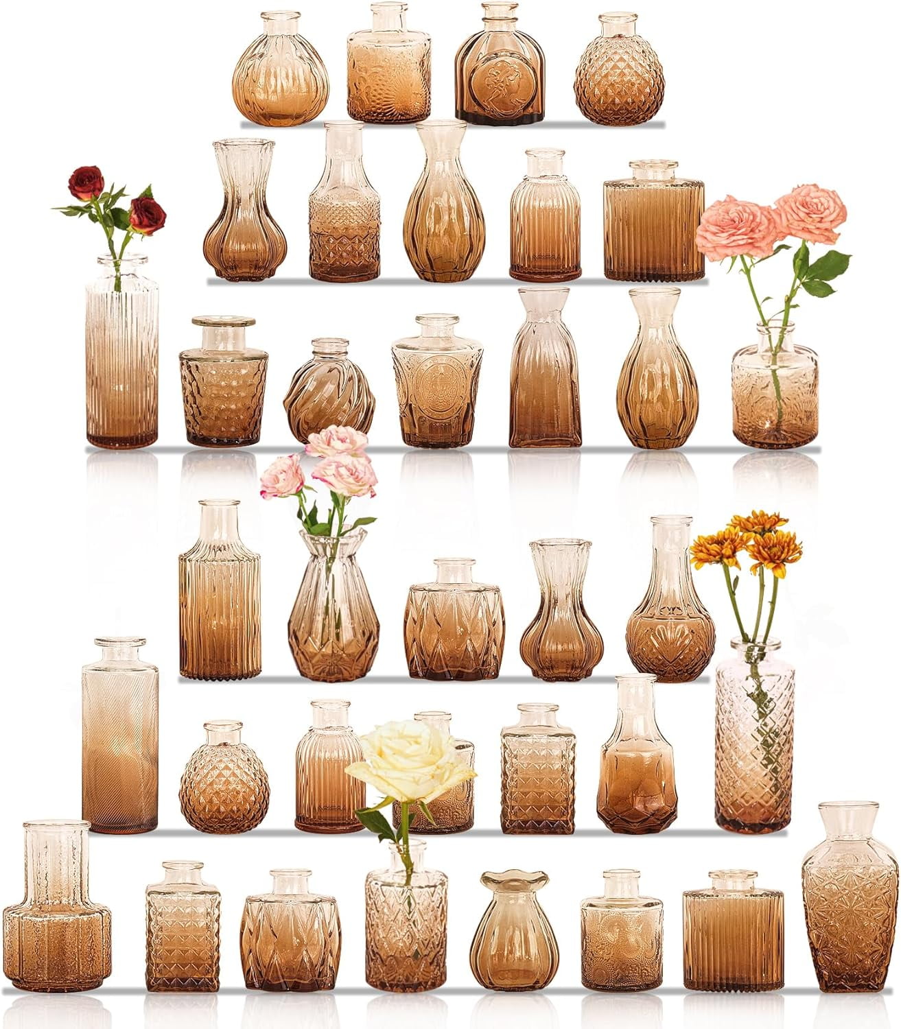 36Pcs Bud Vases Set Small Vintage Glass Bottles Bud Vases in Bulk ...