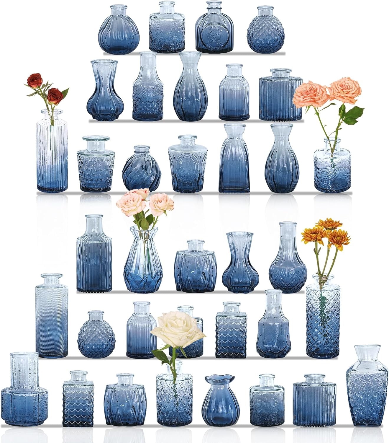 36Pcs Bud Vases Set Small Vintage Glass Bottles Bud Vases in Bulk ...