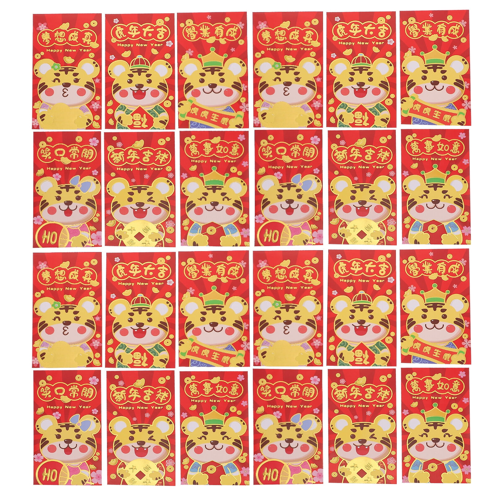 36Pcs Cartoon Tiger Chinese Festival Red Packets Beautiful Gift Money ...