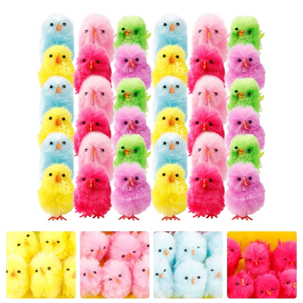 36Pcs Chicken Plush Chicks Toys Colorful Decoration for Kids Eggs ...