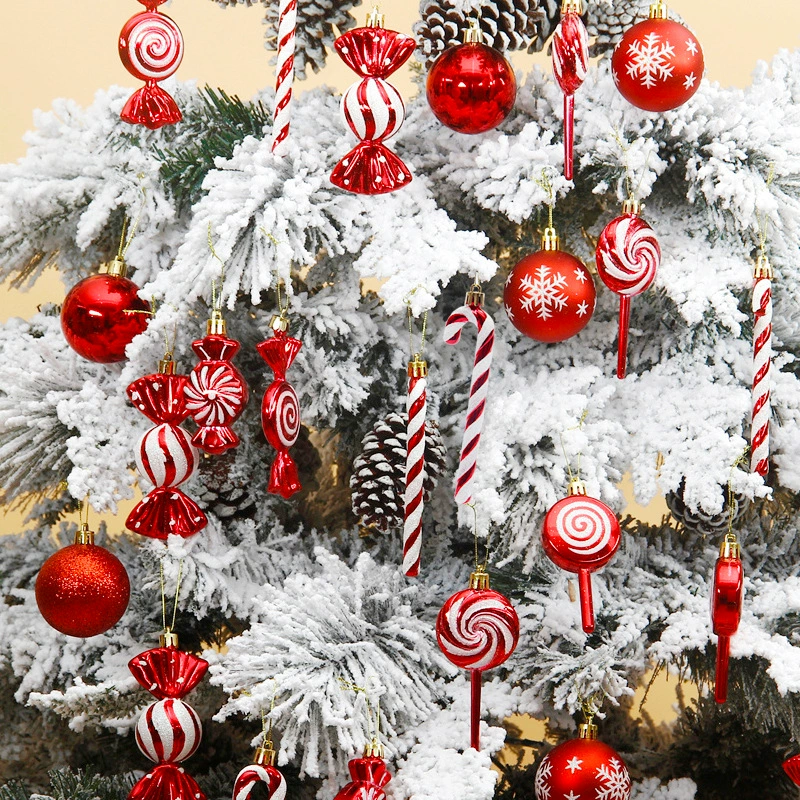 36Pcs Christmas Balls Ornaments Sets, Cute Lollipops Hanging Christmas ...