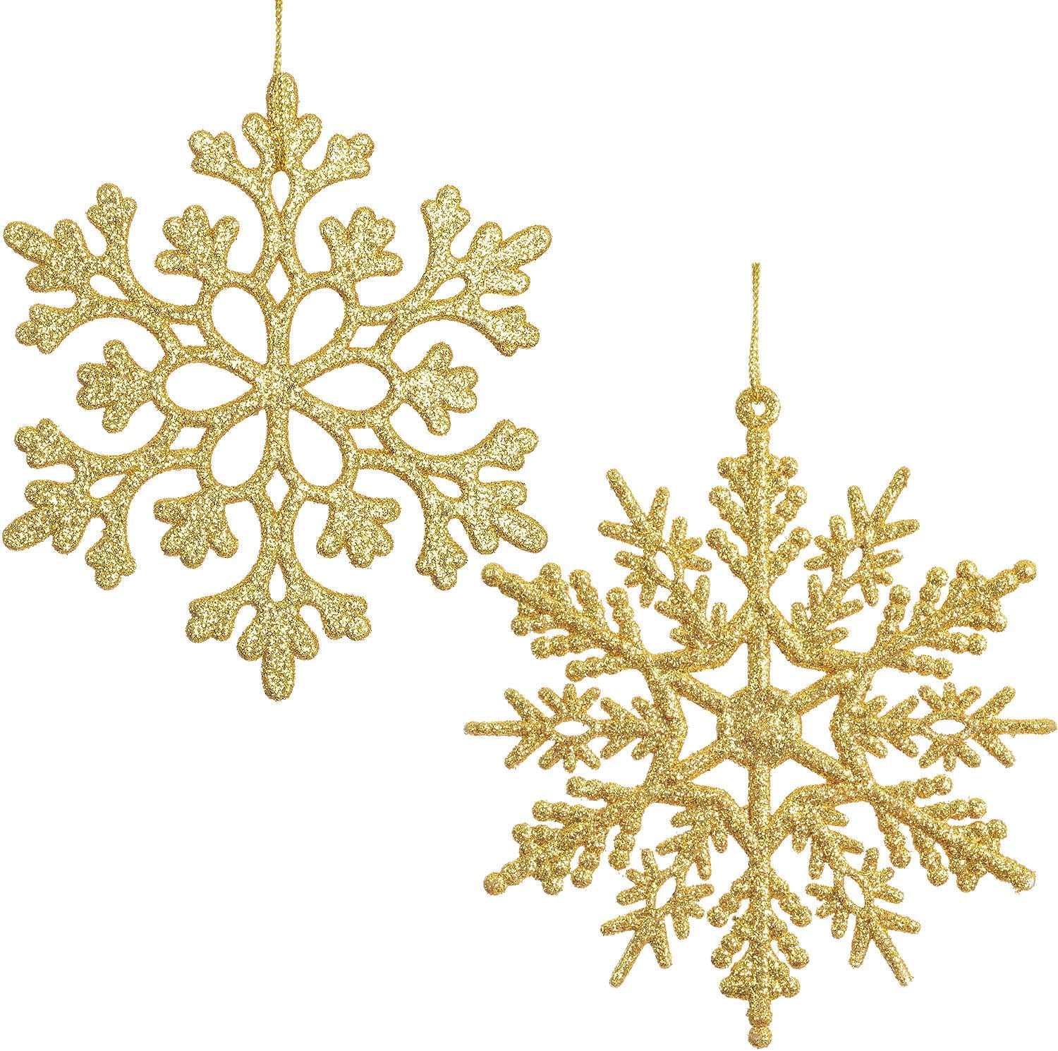 36Pcs Christmas Glitter Snowflake Ornaments, 4 Inch Plastic Snowflake ...