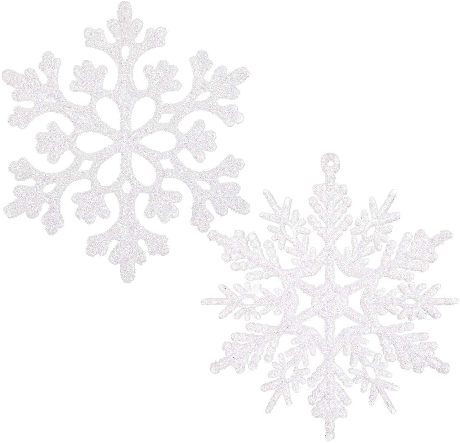36Pcs Christmas Glitter Snowflake Ornaments, 4 Inch Plastic Snowflake ...