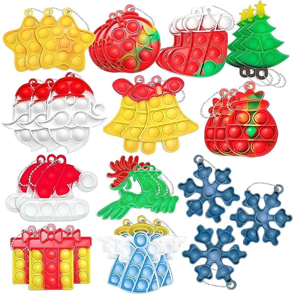36Pcs Christmas Mini Pop Keychain Fidget Toys Mini Pop Keychain Rainbow ...