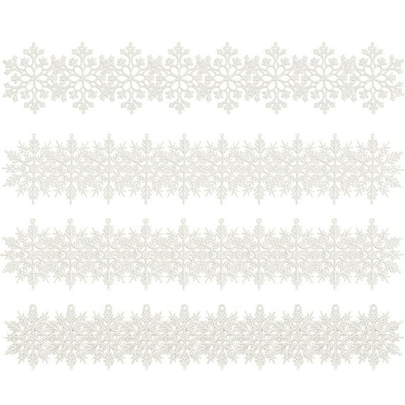 36Pcs Christmas Tree Decorations Glitter Snowflake - Plastic Hanging ...