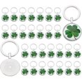 36Pcs Clover Alloy Glass Keychains with Iron Rings Platinum 56mm for ...