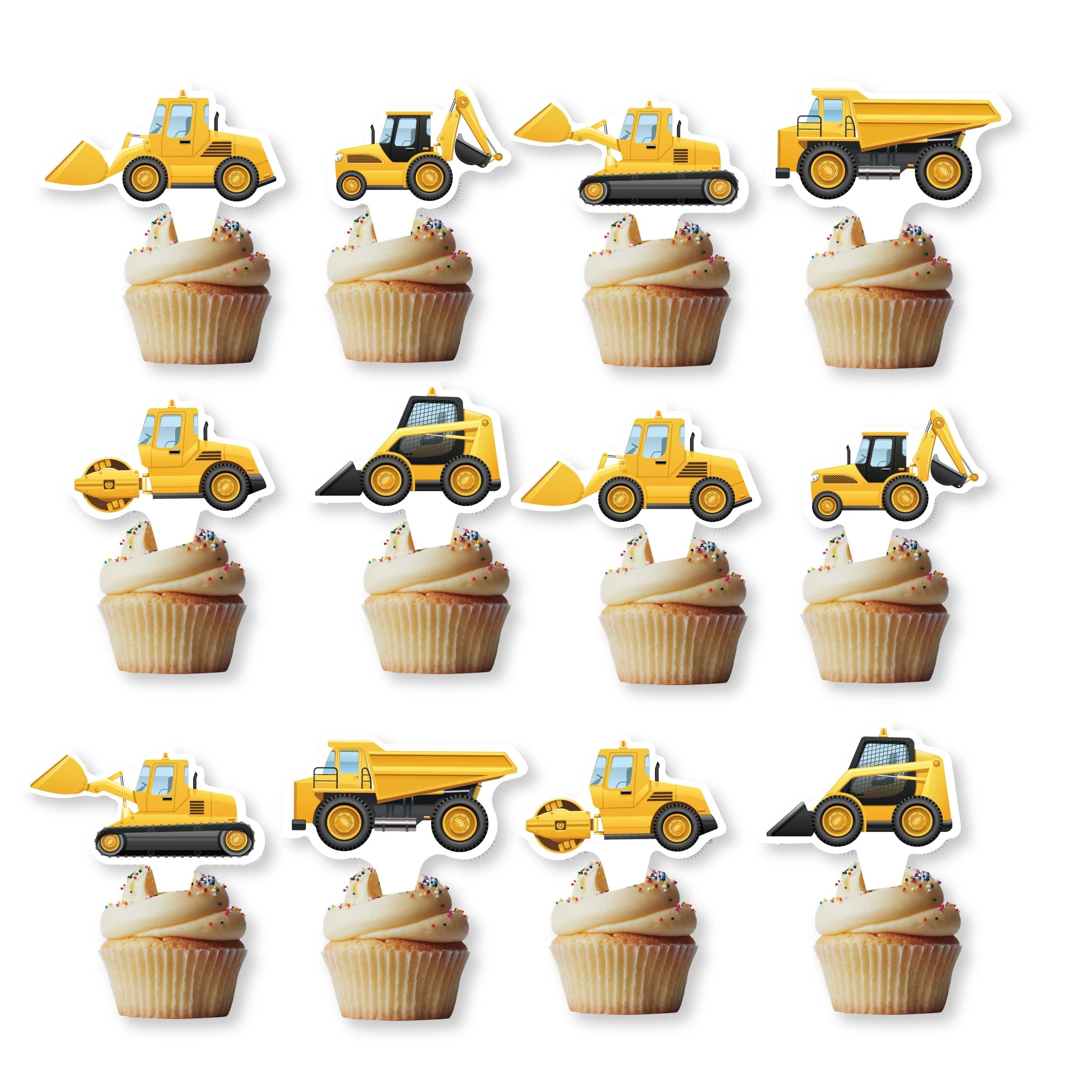 36Pcs Construction Cupcake Toppers Construction Birthday Party Cake ...