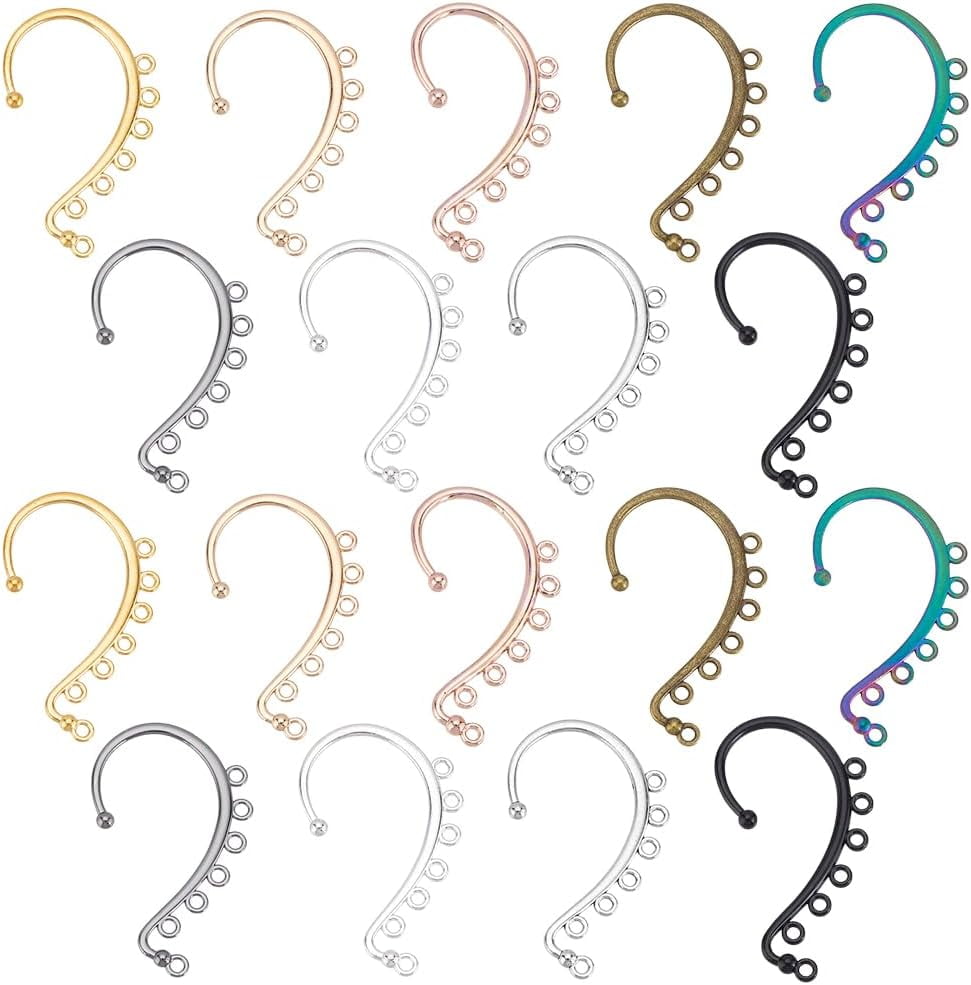 36Pcs DIY Ear Cuffs Earrings Wraps 9 Colors Non Piercing Clip 7 Holes ...