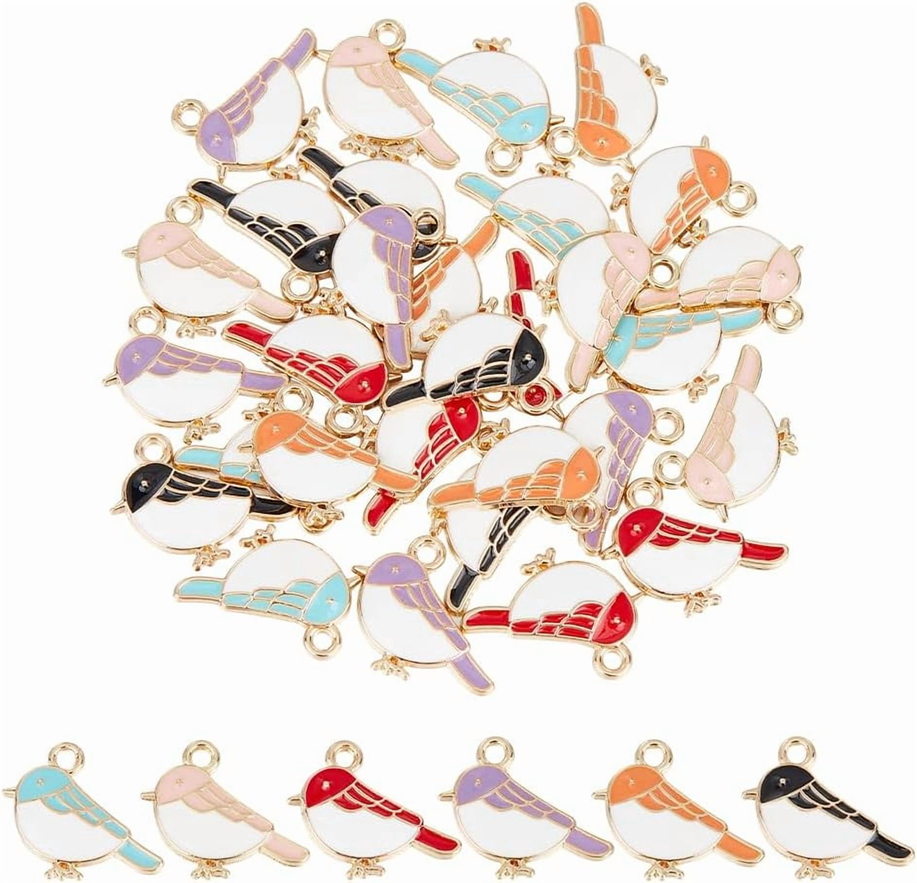 36Pcs Enamel Bird Charms Bulk 6 Colors Cute Sparrow Charms Alloy Flying ...