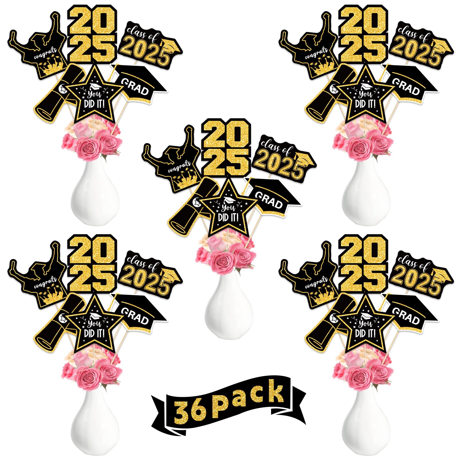 36Pcs Graduation Centerpieces for SSF20 Tables, Double Sided Class of ...