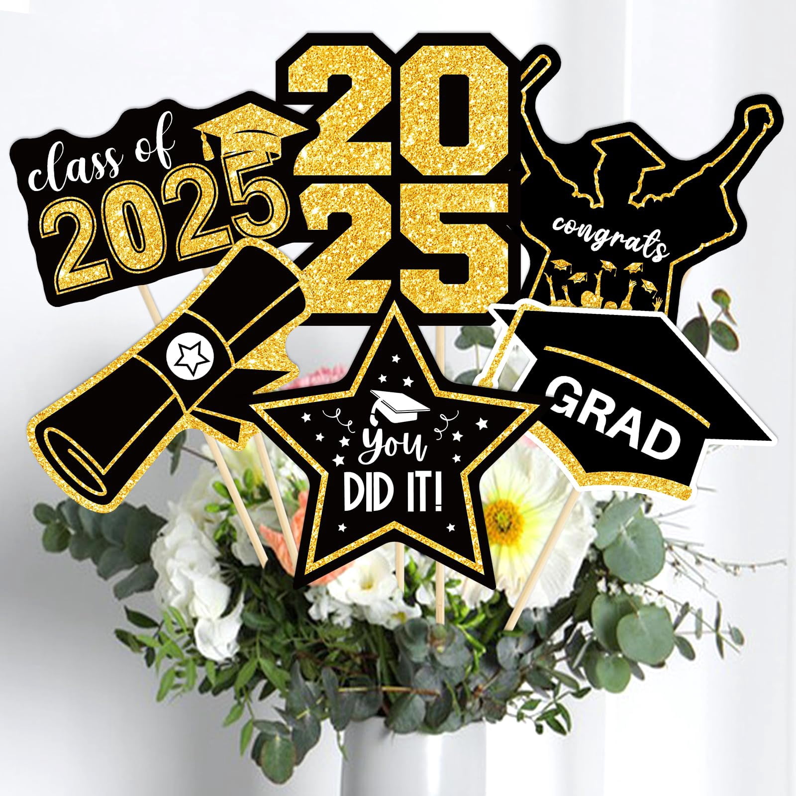 36Pcs Graduation Centerpieces for Tables, Double Sided Class of 2025 ...
