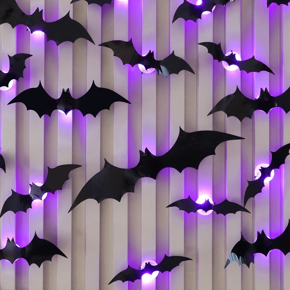 WETRBWEH 36Pcs LED Bats Halloween Decoration 3D Wall Stickers, Constant ...